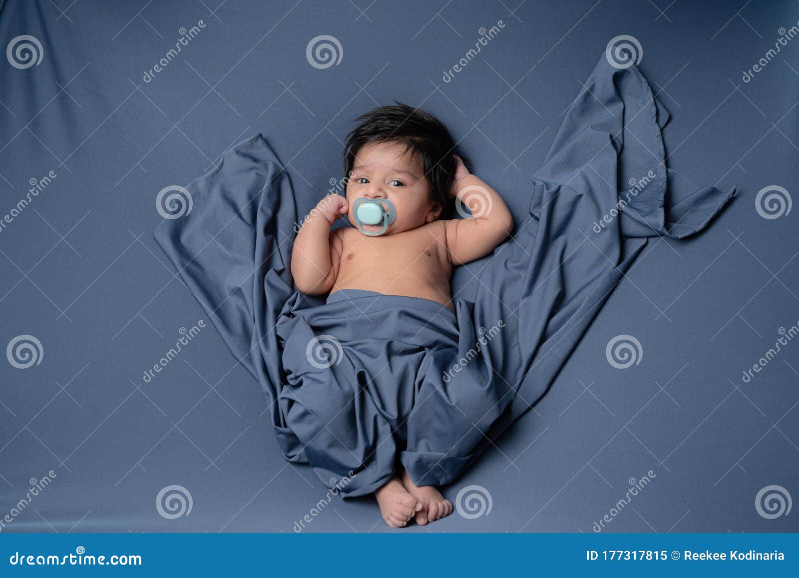 Portrait of Baby Boy with Pacifier Stock Image - Image of deep, look ...