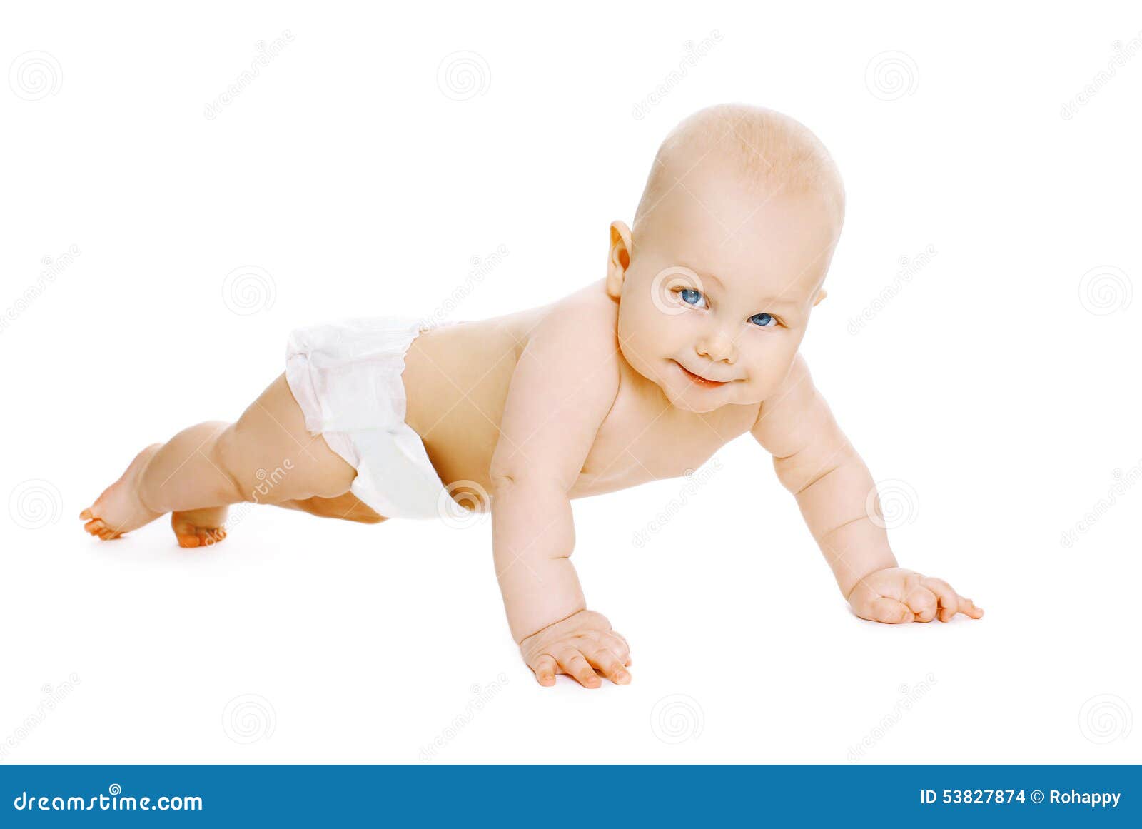 Portrait of Baby in Diapers Crawls Stock Photo - Image of baby, little ...