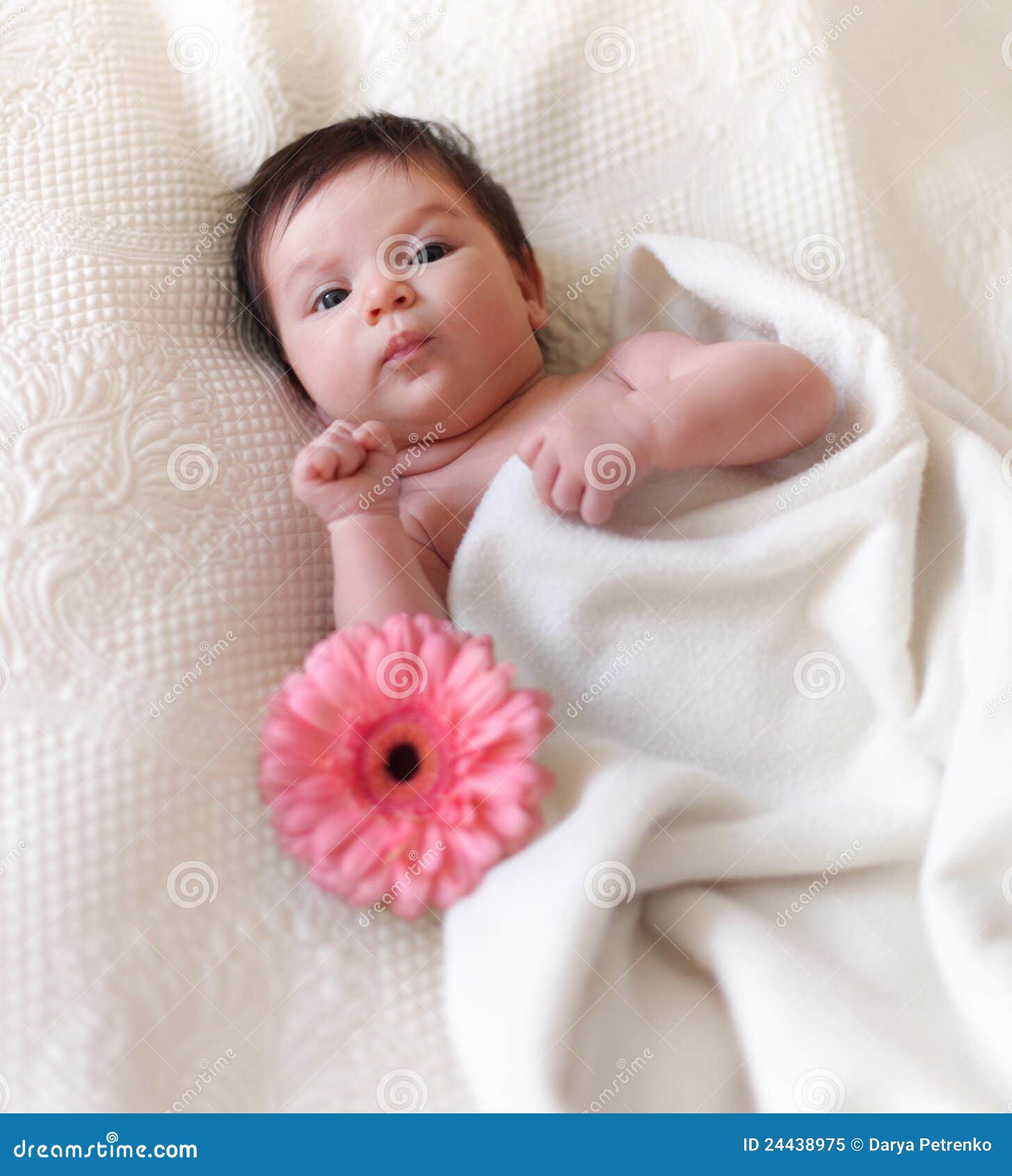 Portrait of a Baby with Flower Stock Image - Image of flower, adorable ...