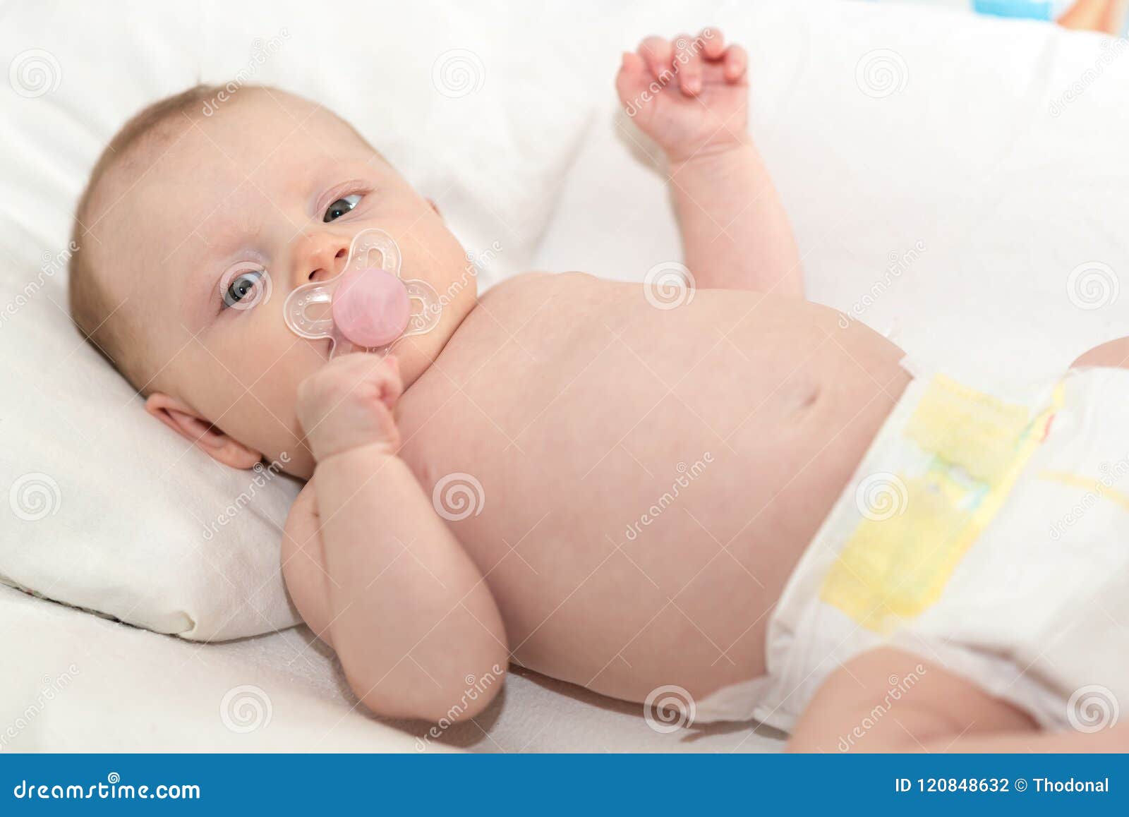 Portrait of Baby with Pacifier Stock Photo - Image of cute, adorable ...