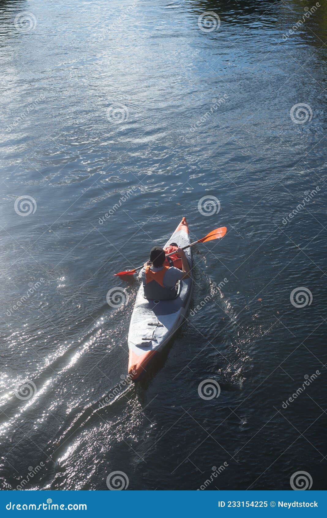 Man in a Kayak in the River Stock Image - Image of blue, expedition ...
