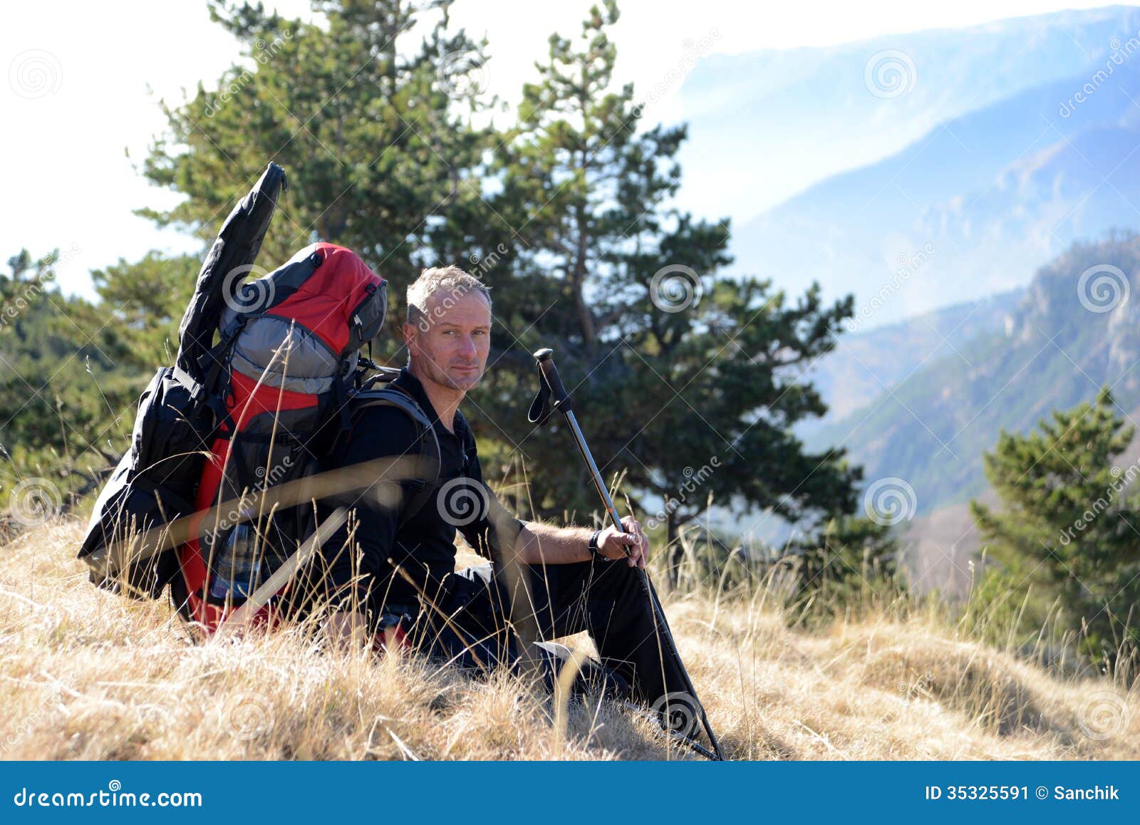 Portrait of backpackers stock image. Image of vacation - 35325591