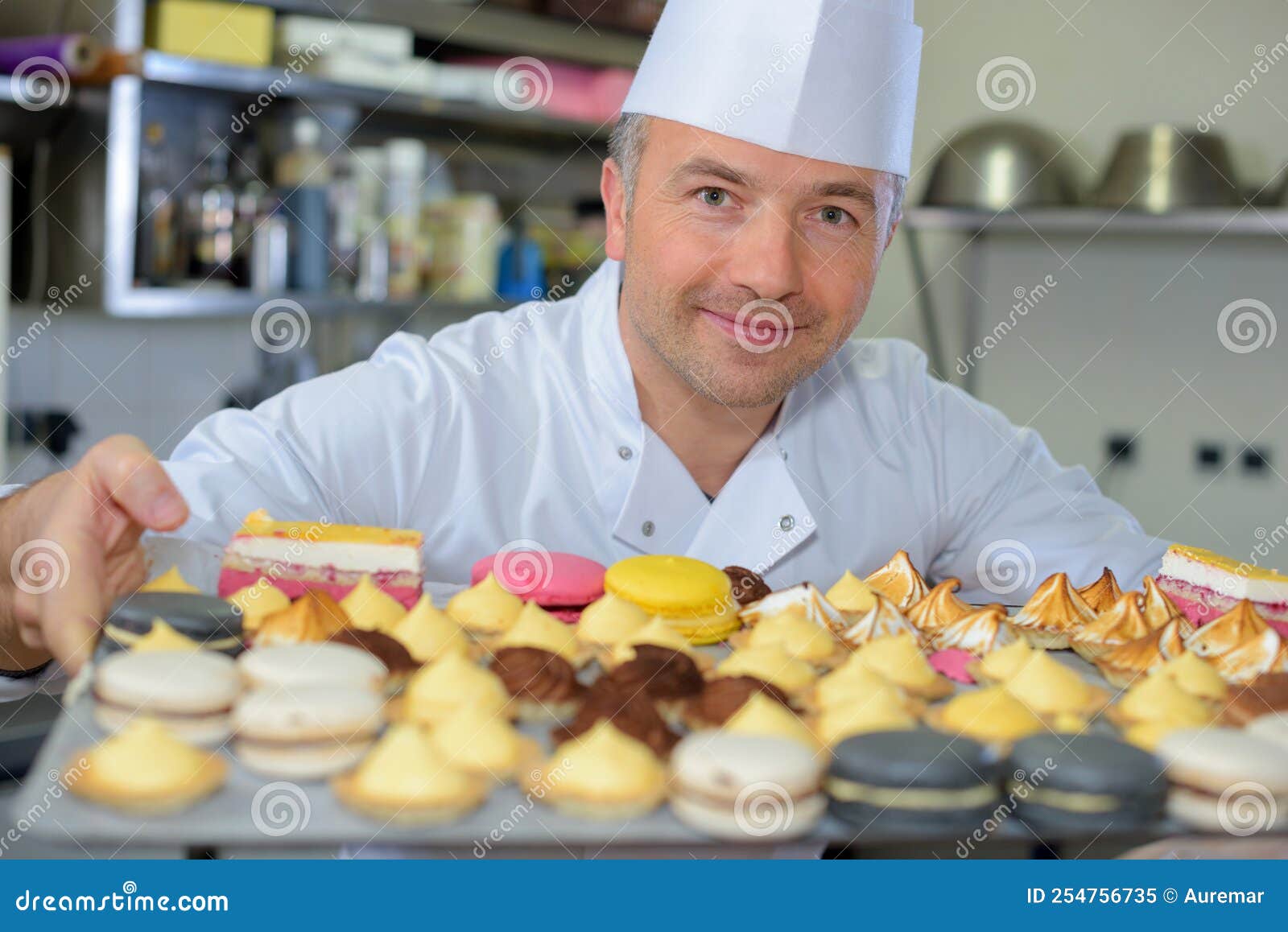 Portrait Baker Presenting Sweets Stock Image - Image of amount, smiling ...