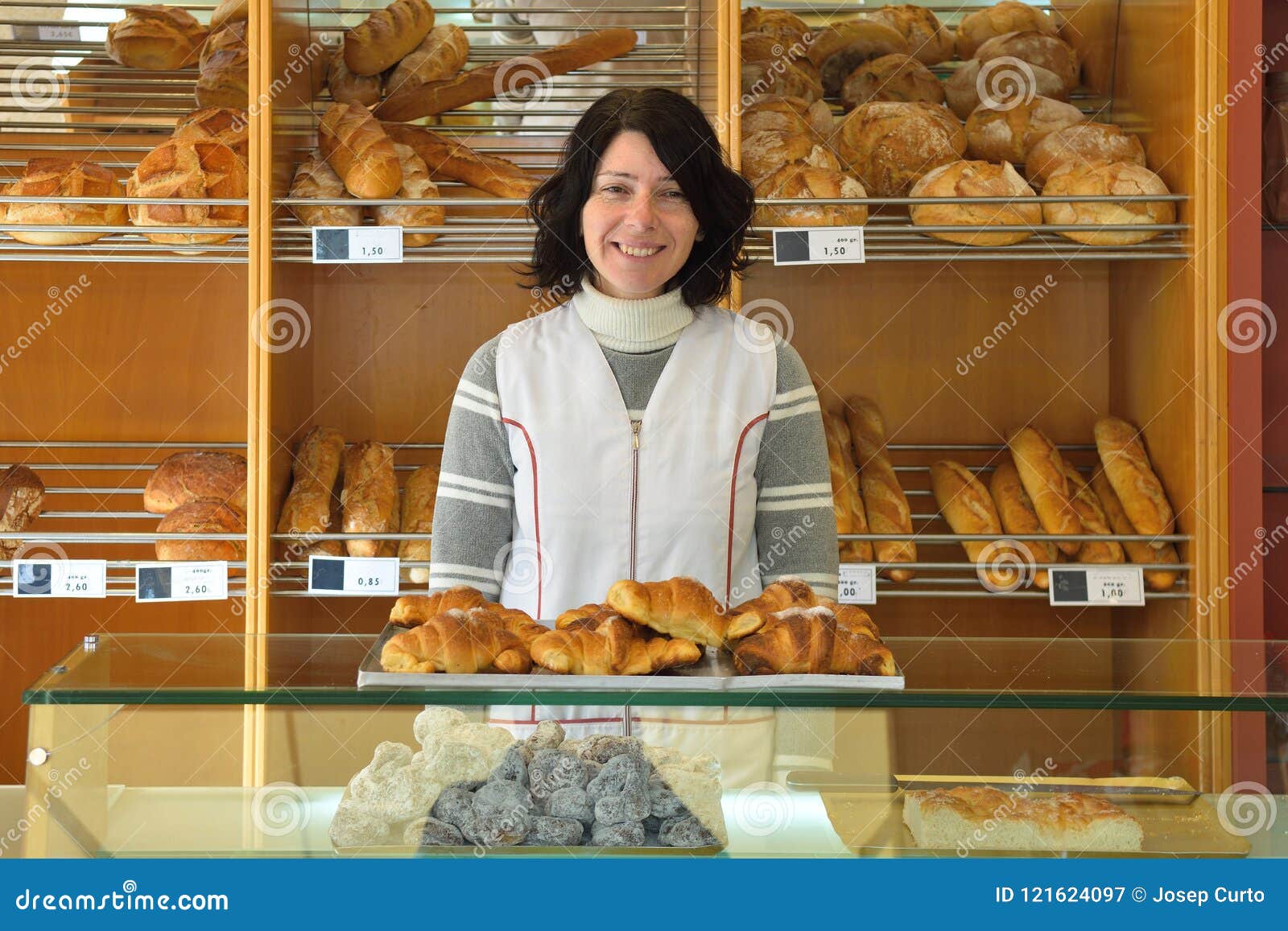Portrait of baker woman in stock image. Image of seller - 121624097