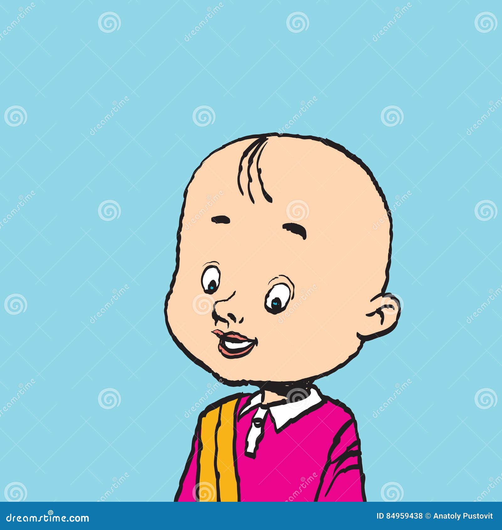 Portrait of a Bald Boy Isolate Illustration Stock Vector - Illustration ...