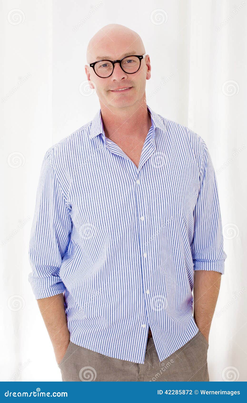Portrait of a Bald-headed Man Stock Photo - Image of relaxed, casual ...