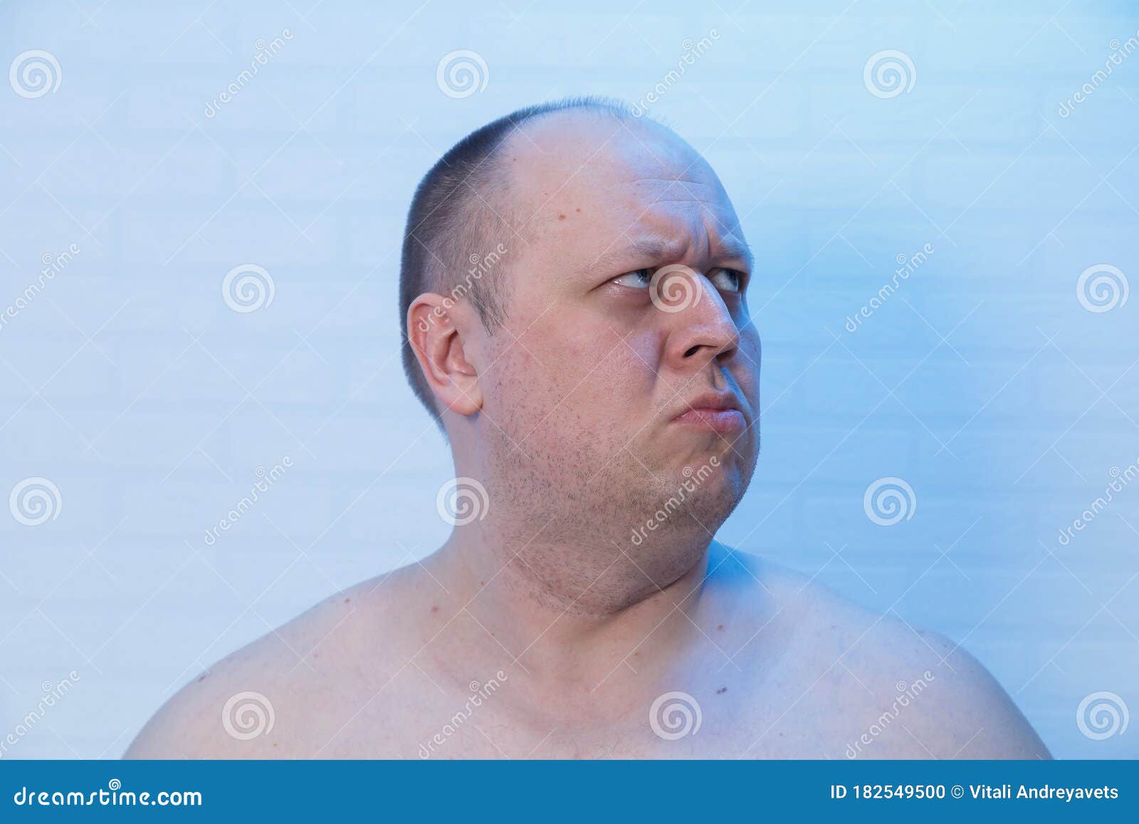 Portrait of a Bald Man Who is Embarrassed. Stock Photo - Image of ...