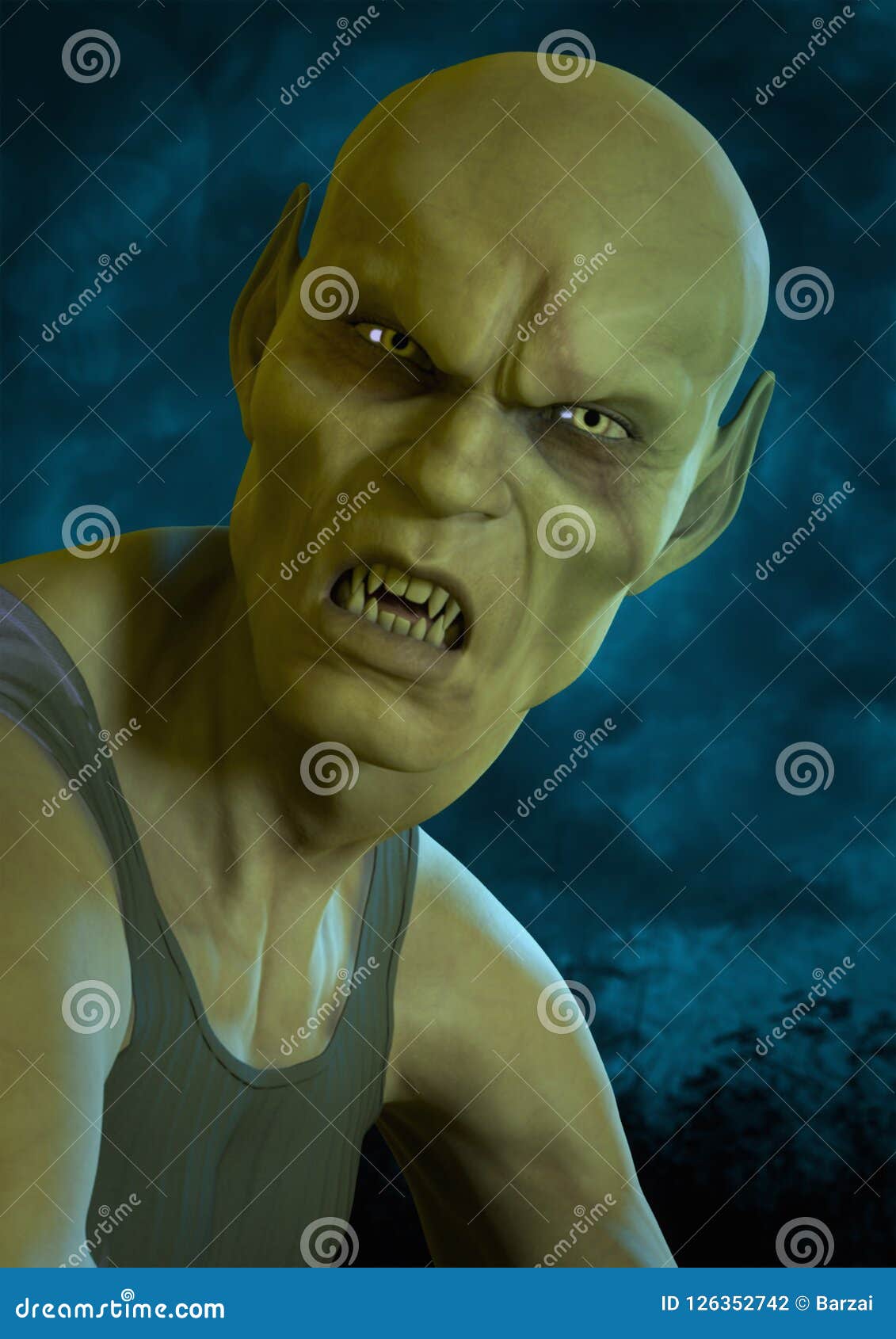 Portrait Of A Creepy Bald Psycho Farmer. Royalty-Free Stock Photo ...