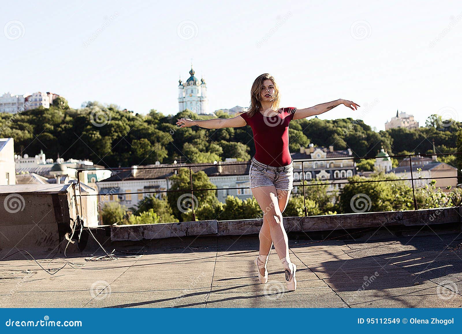 Portrait of Ballerina on the Roof Stock Image - Image of dance, elegant ...