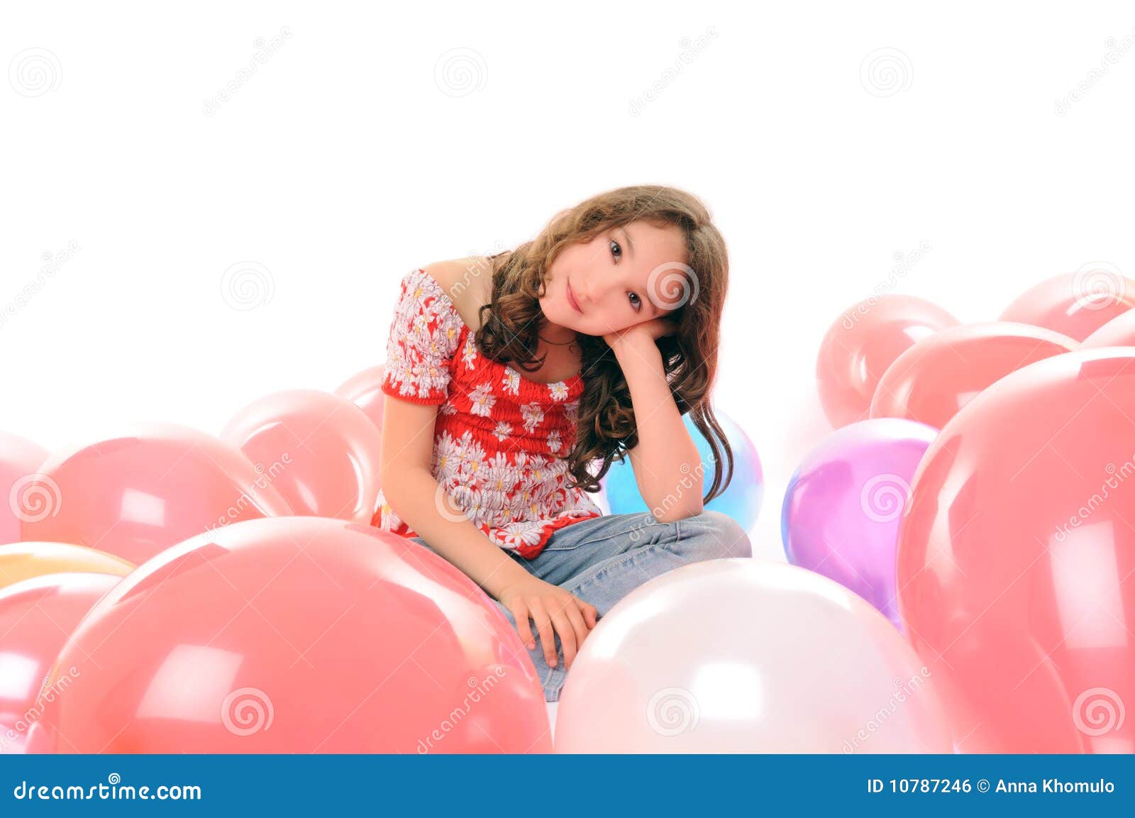 Portrait with balloons stock photo. Image of pink, isolated - 10787246