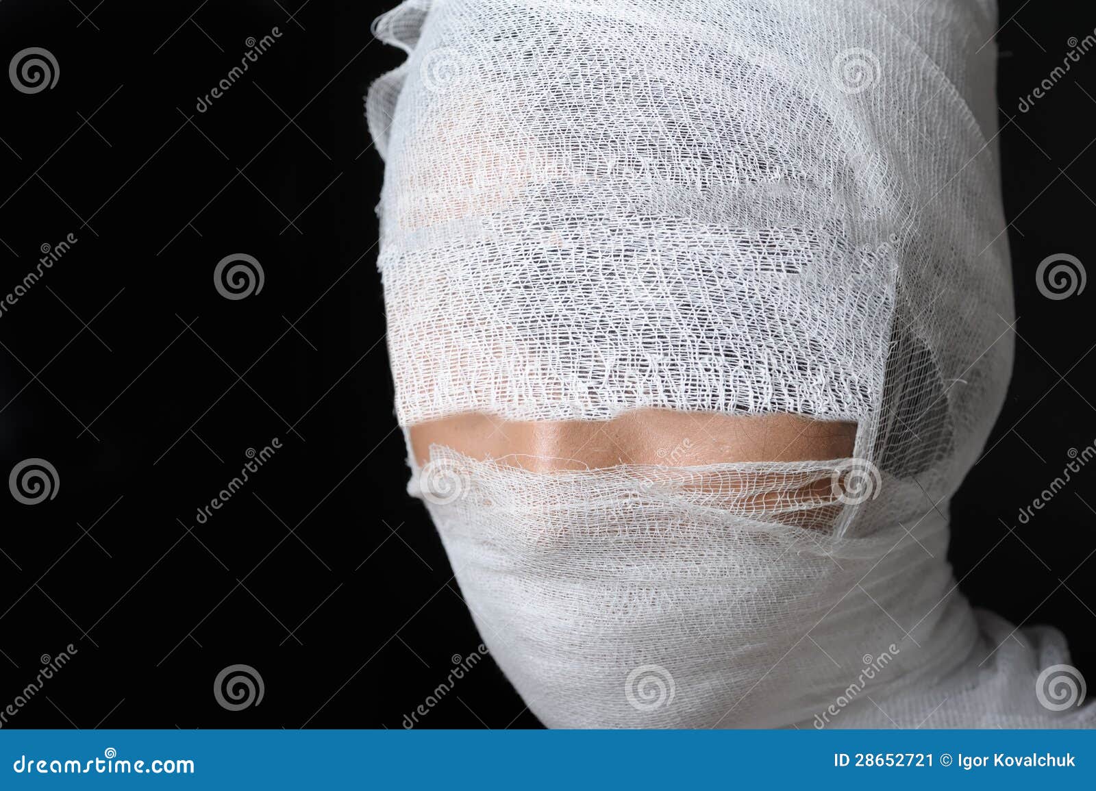 Portrait with Bandaged Face Stock Image - Image of death, adult: 28652721