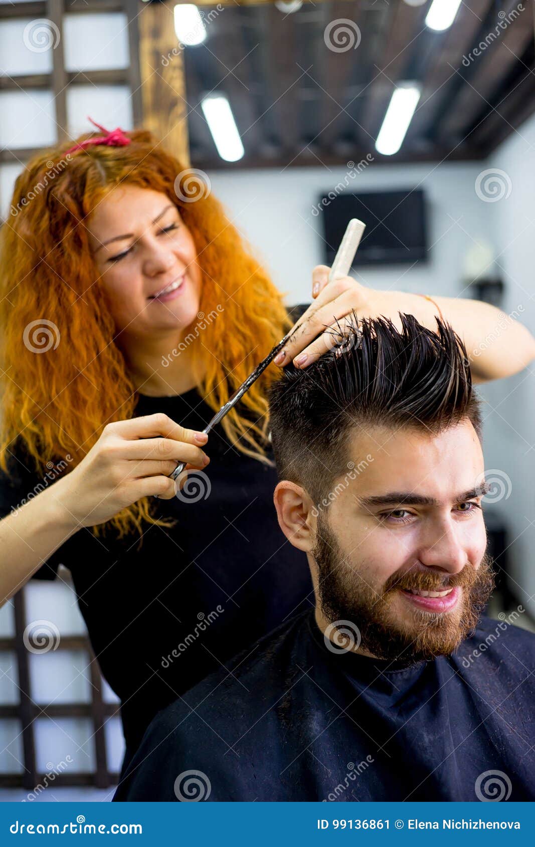 Barber with scissors stock image. Image of client, blade - 99136861