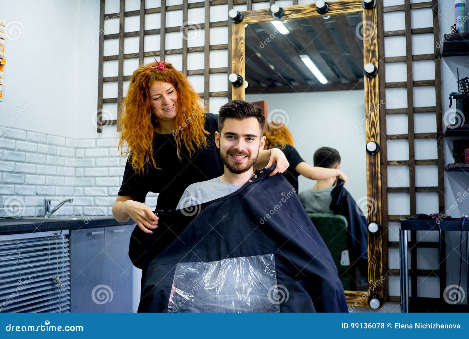 Barber is working stock photo. Image of salon, fashion - 99136078
