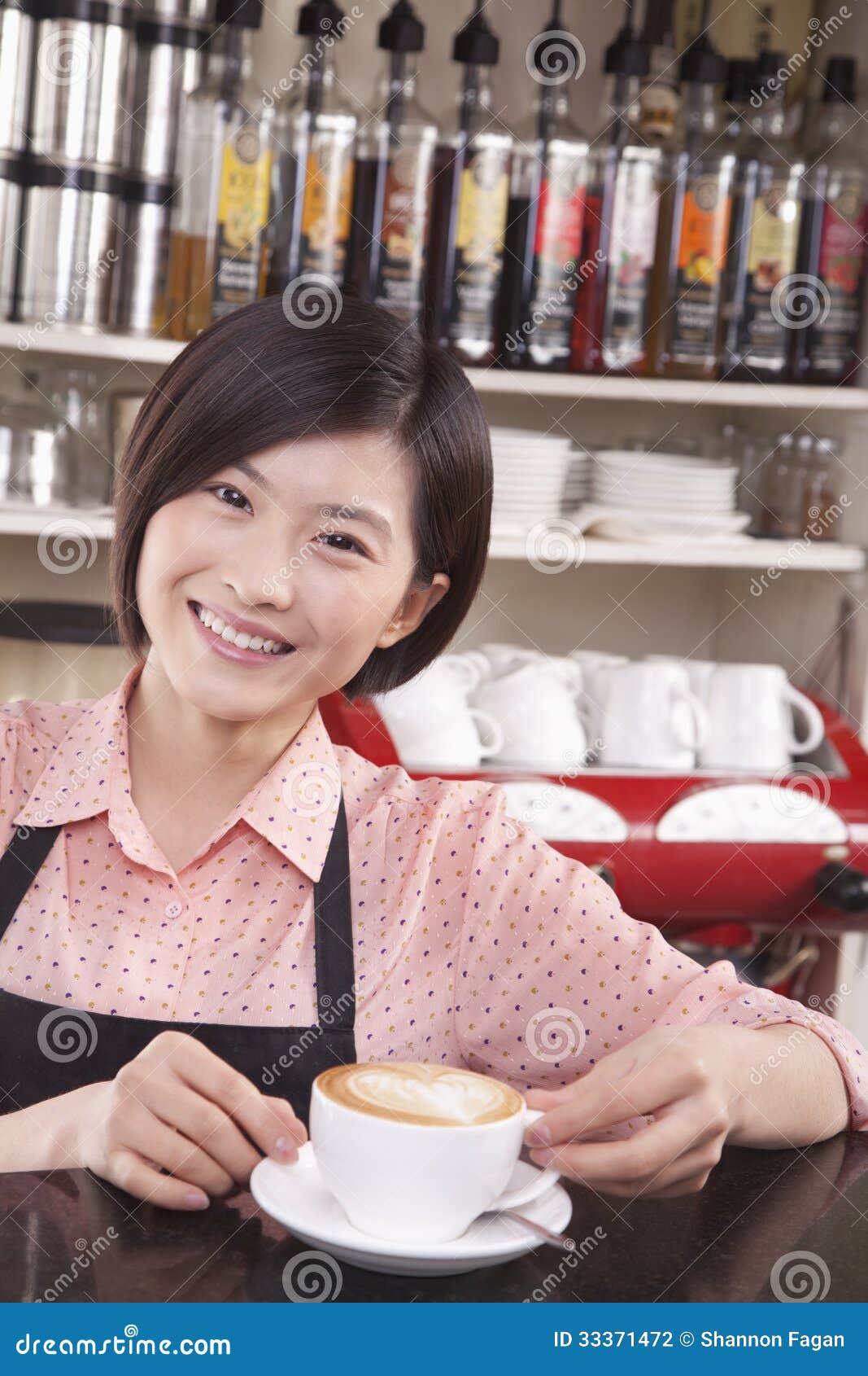 Portrait of Barista Serving Coffee Stock Photo - Image of clothing ...