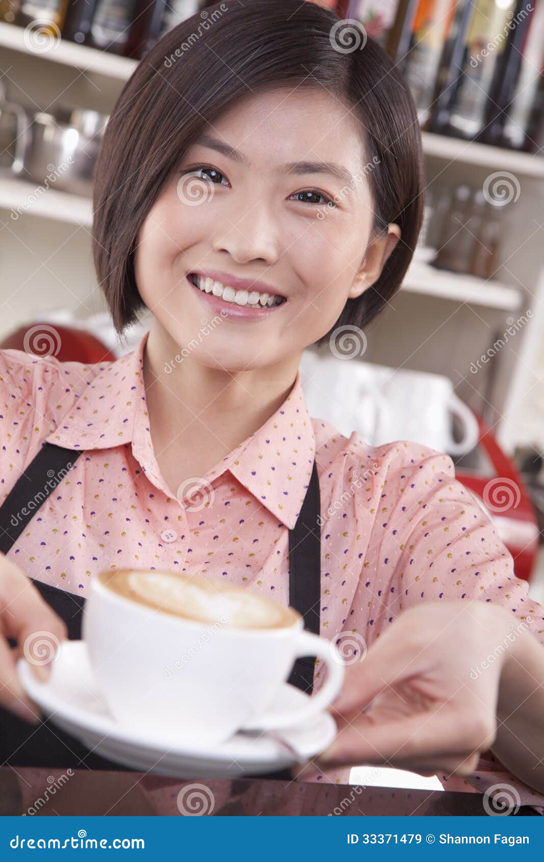 Portrait of Barista Serving Coffee Stock Image - Image of hair, latte ...