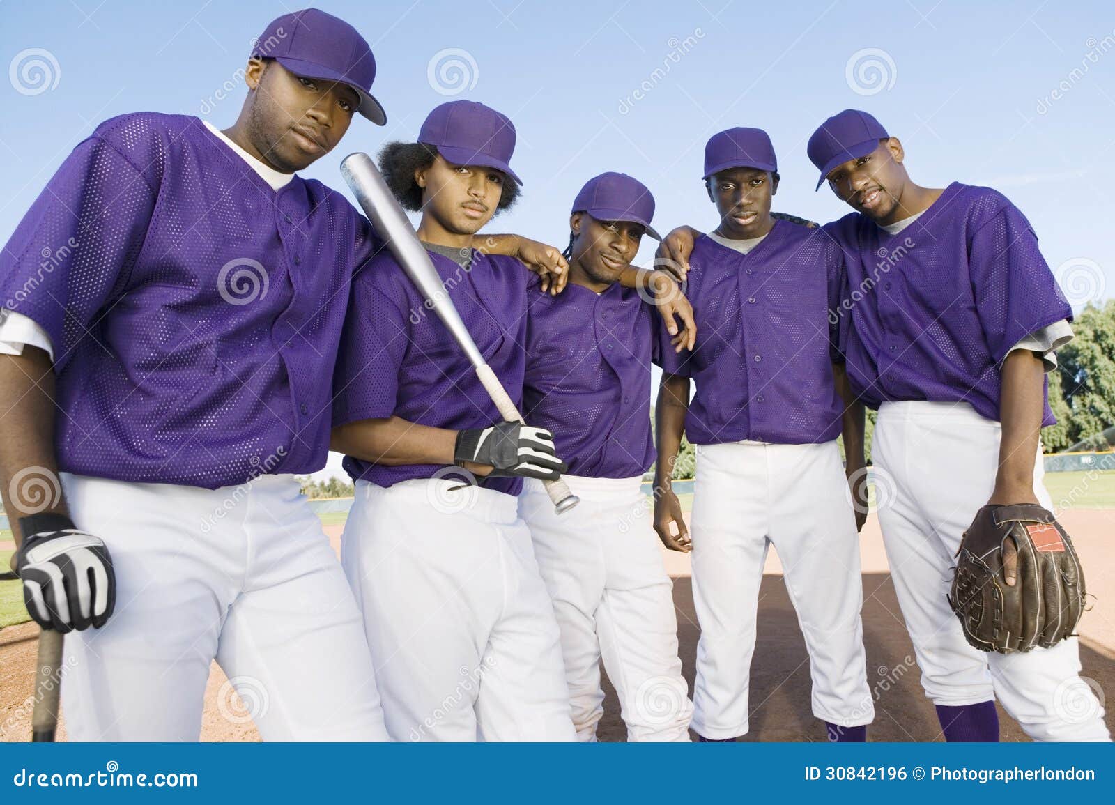 Portrait of Baseball Team Mates Stock Photo - Image of activity, black ...