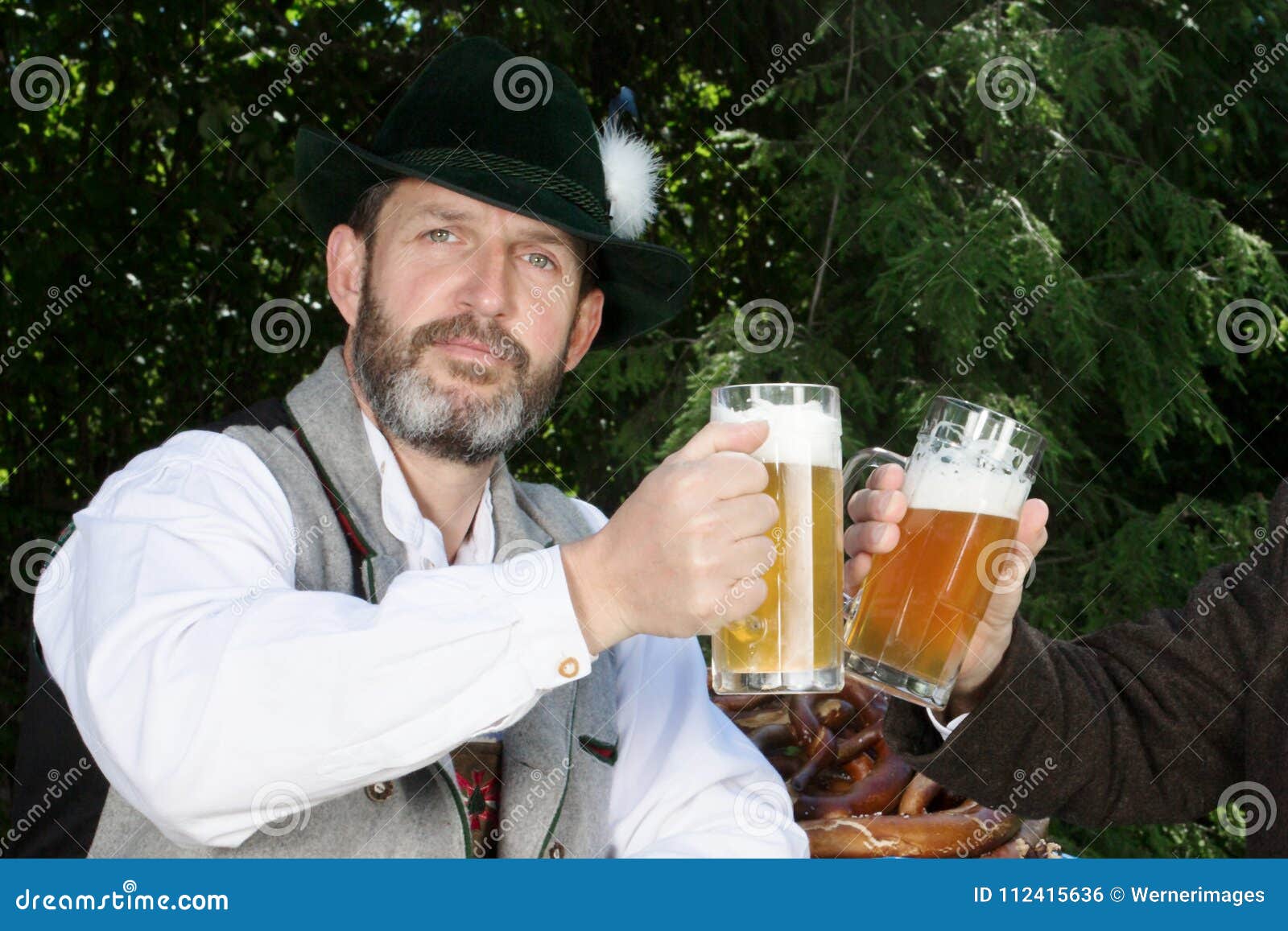 Bavarian Man Drinking Beer in Beergarden Stock Photo - Image of ...