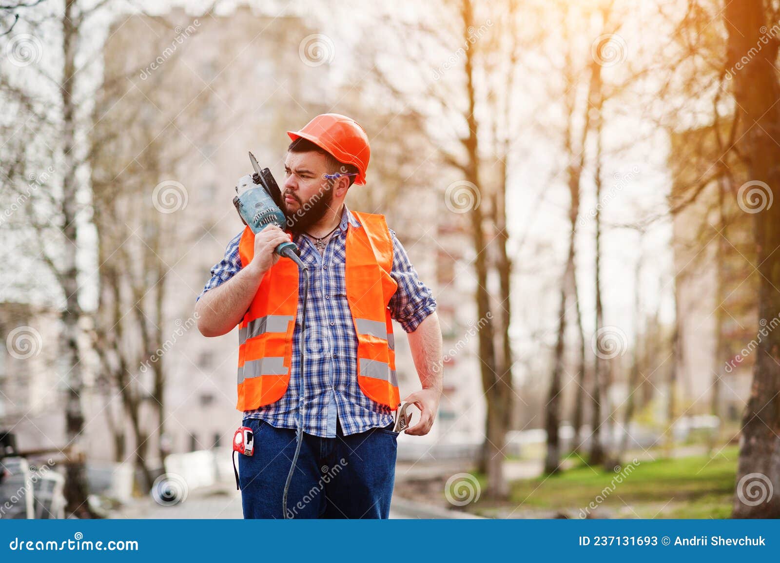 Brutal Beard Worker Man Suit Construction Worker Stock Image - Image of ...