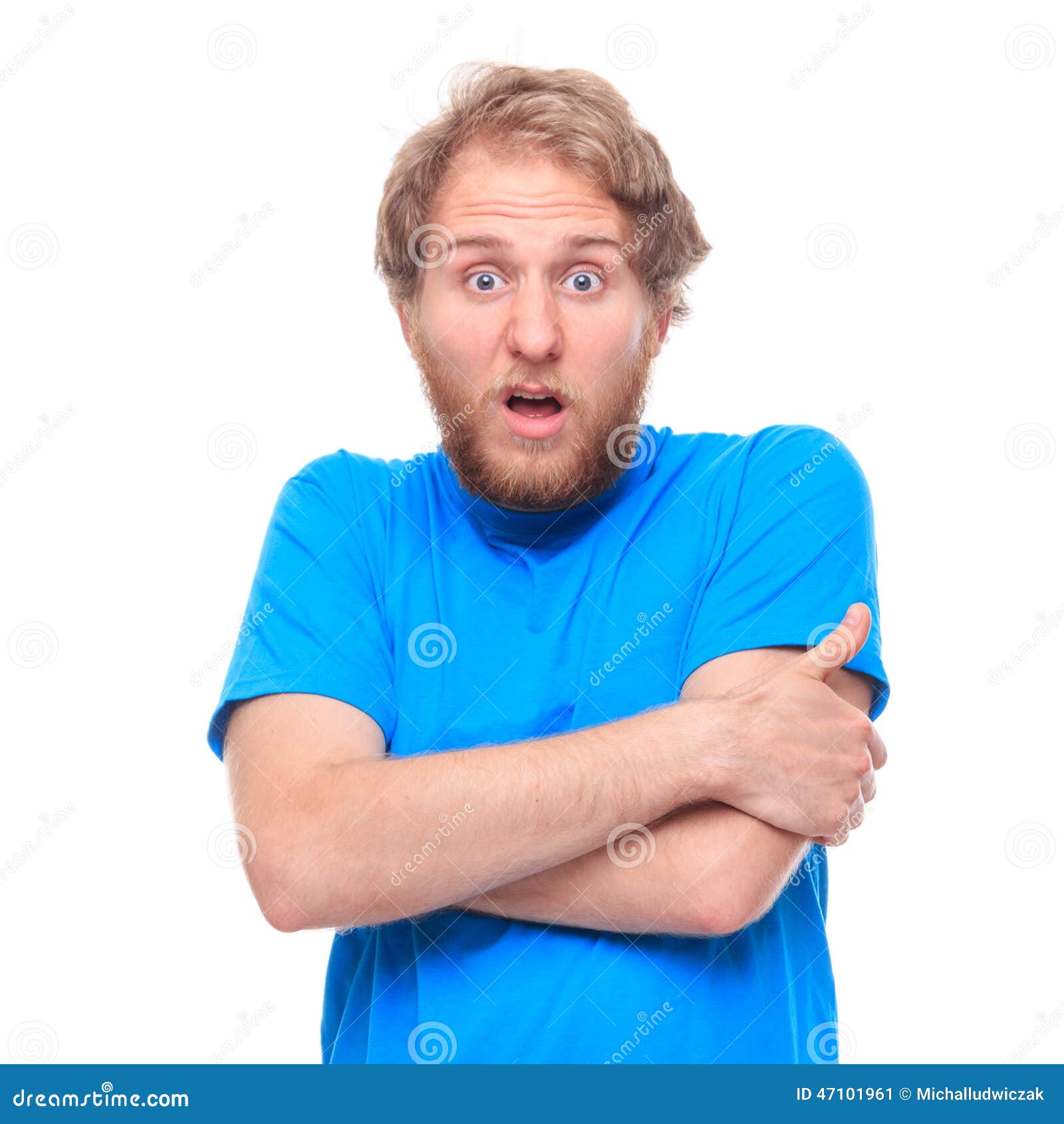 Portrait of Bearded Disbelief Man on White Stock Image - Image of ...
