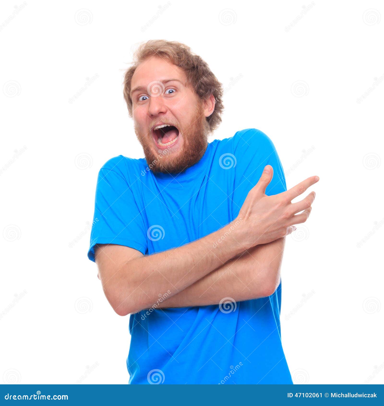 Portrait of Bearded Extroverted Man on White Stock Image - Image of ...