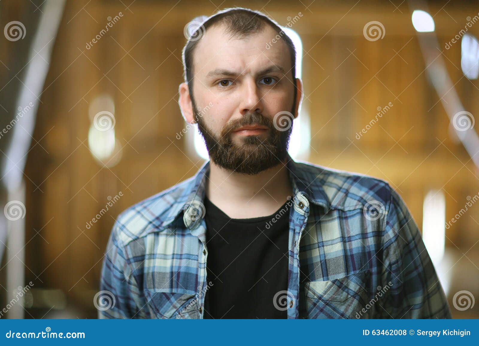 Portrait of a Bearded Man in Rustic Style Stock Photo - Image of happy ...