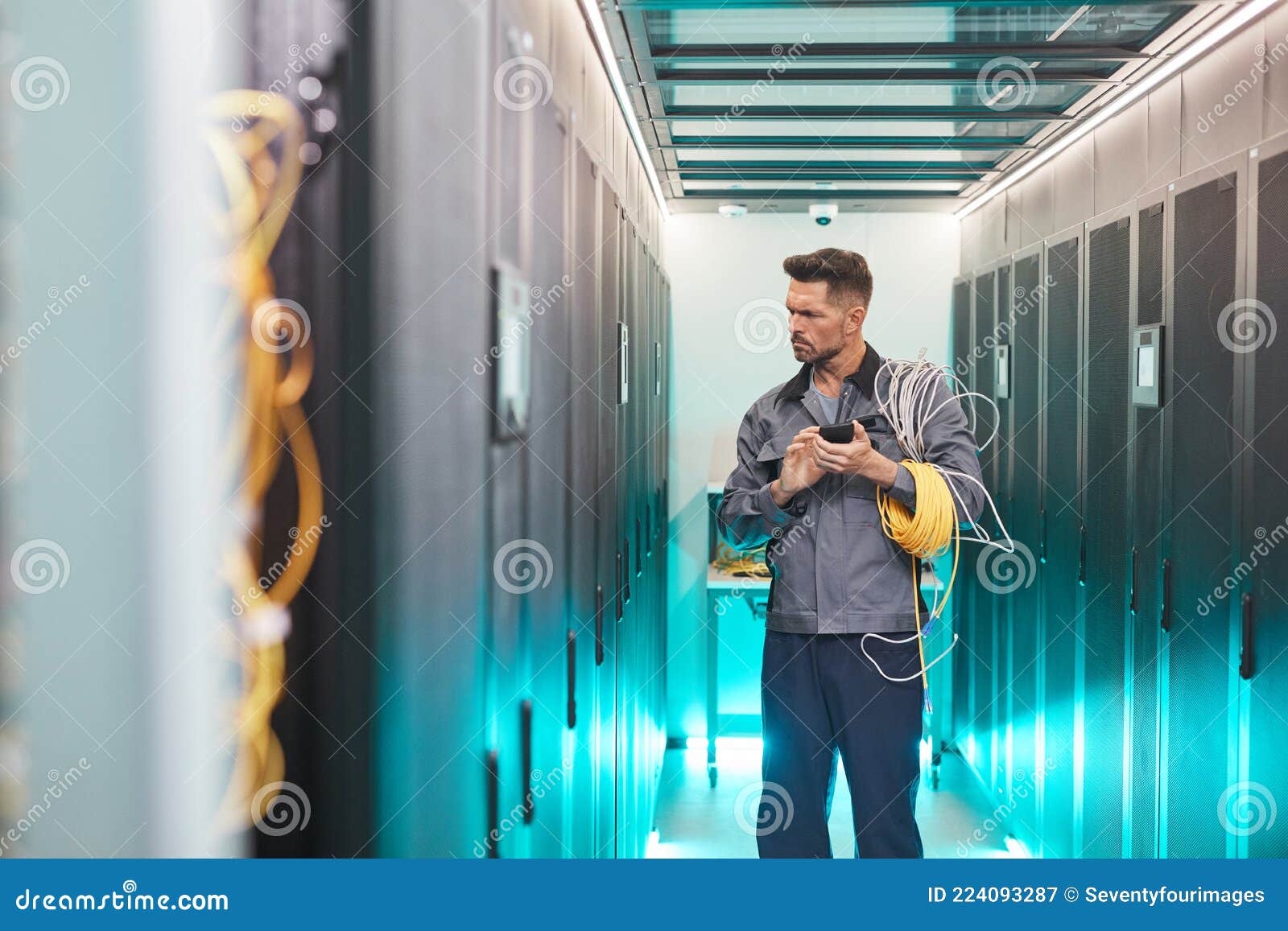 Network Engineer at Work stock image. Image of equipment - 224093287