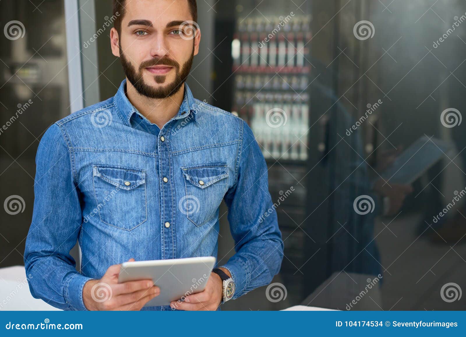Server Administrator Looking at Camera Stock Photo - Image of ...