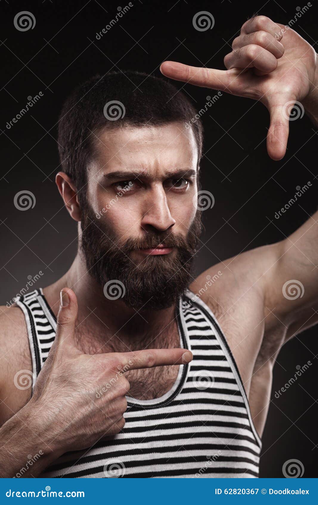 Portrait of Beardy Man in Singlet Stock Image - Image of anguish, male ...