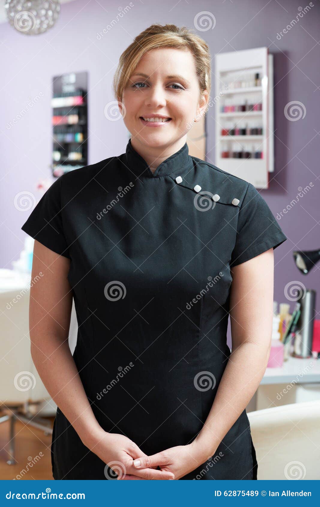 Portrait of Beautician in Salon Stock Image - Image of camera, indoors ...