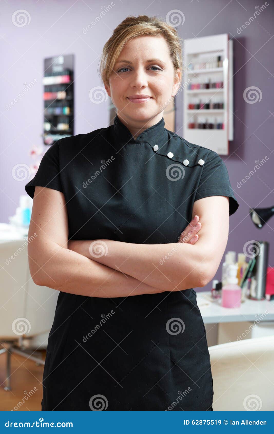 Portrait of Beautician in Salon Stock Image - Image of small, happy ...