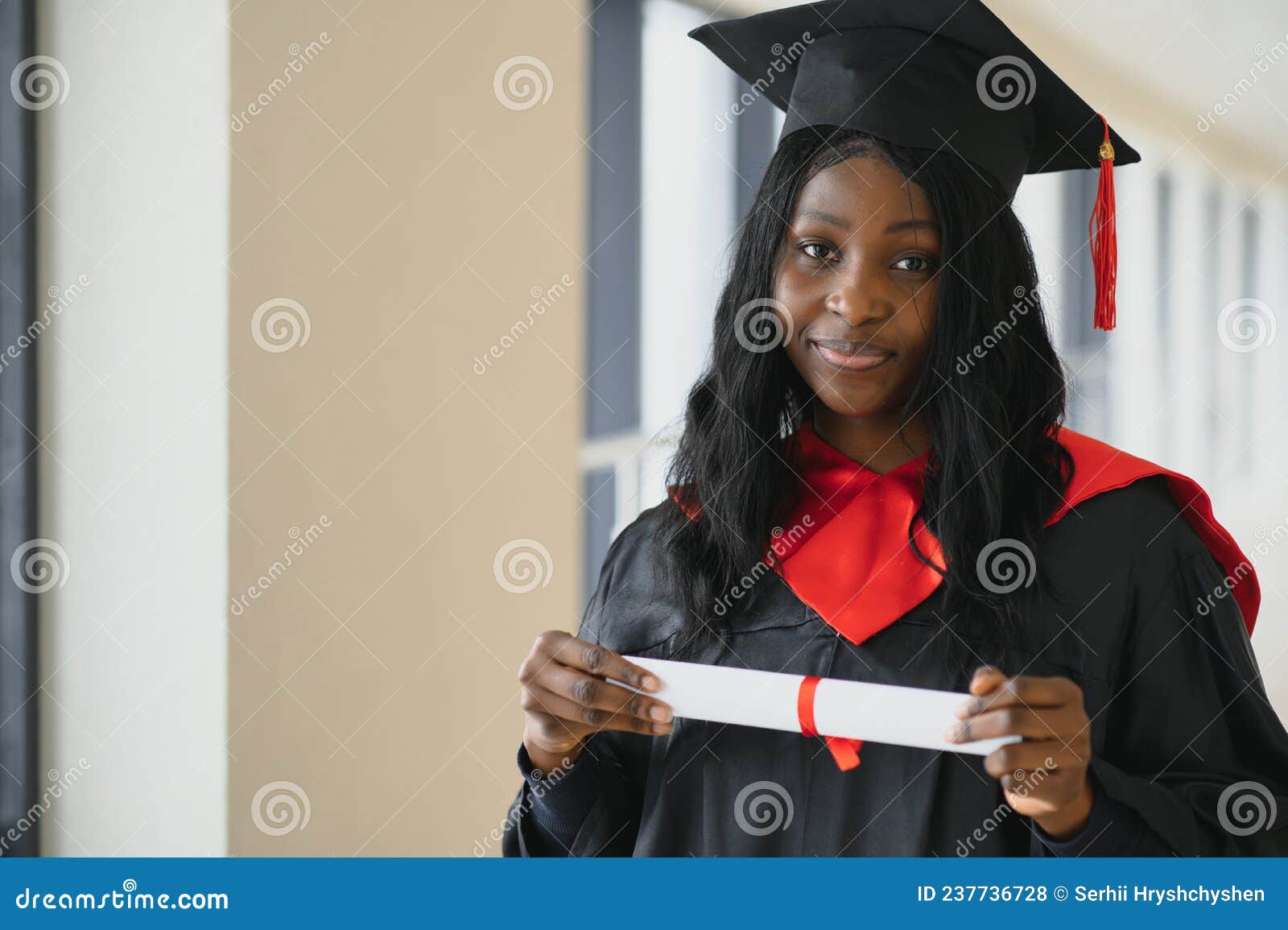 Portrait of Beautiful African-American Graduate Stock Photo - Image of ...