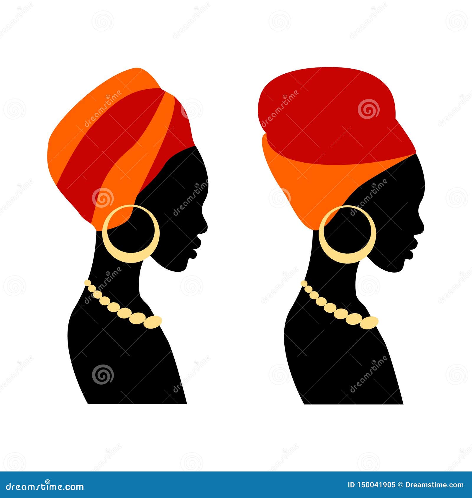 Portrait Beautiful African Woman In Traditional Turban Stock Vector