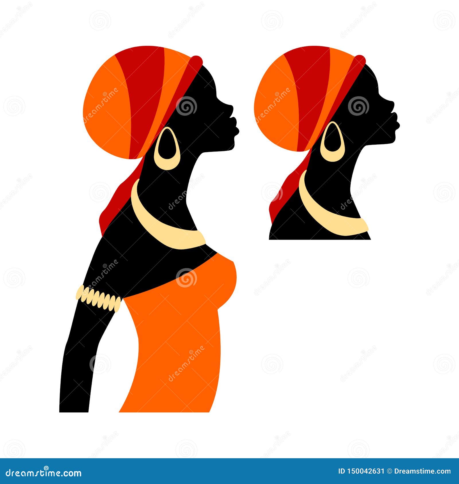 Portrait Beautiful African Woman In Traditional Turban Stock Vector