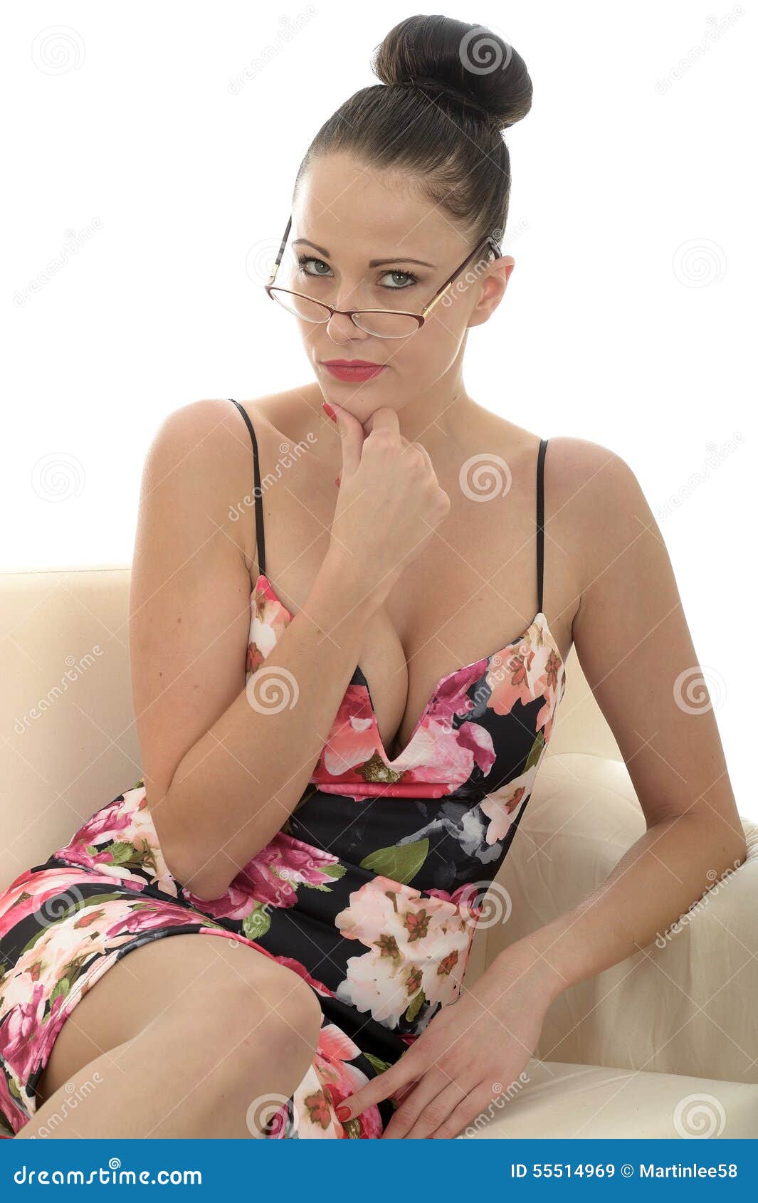 Portrait Of A Beautiful Attractive Young Caucasian Woman Wearing Stock