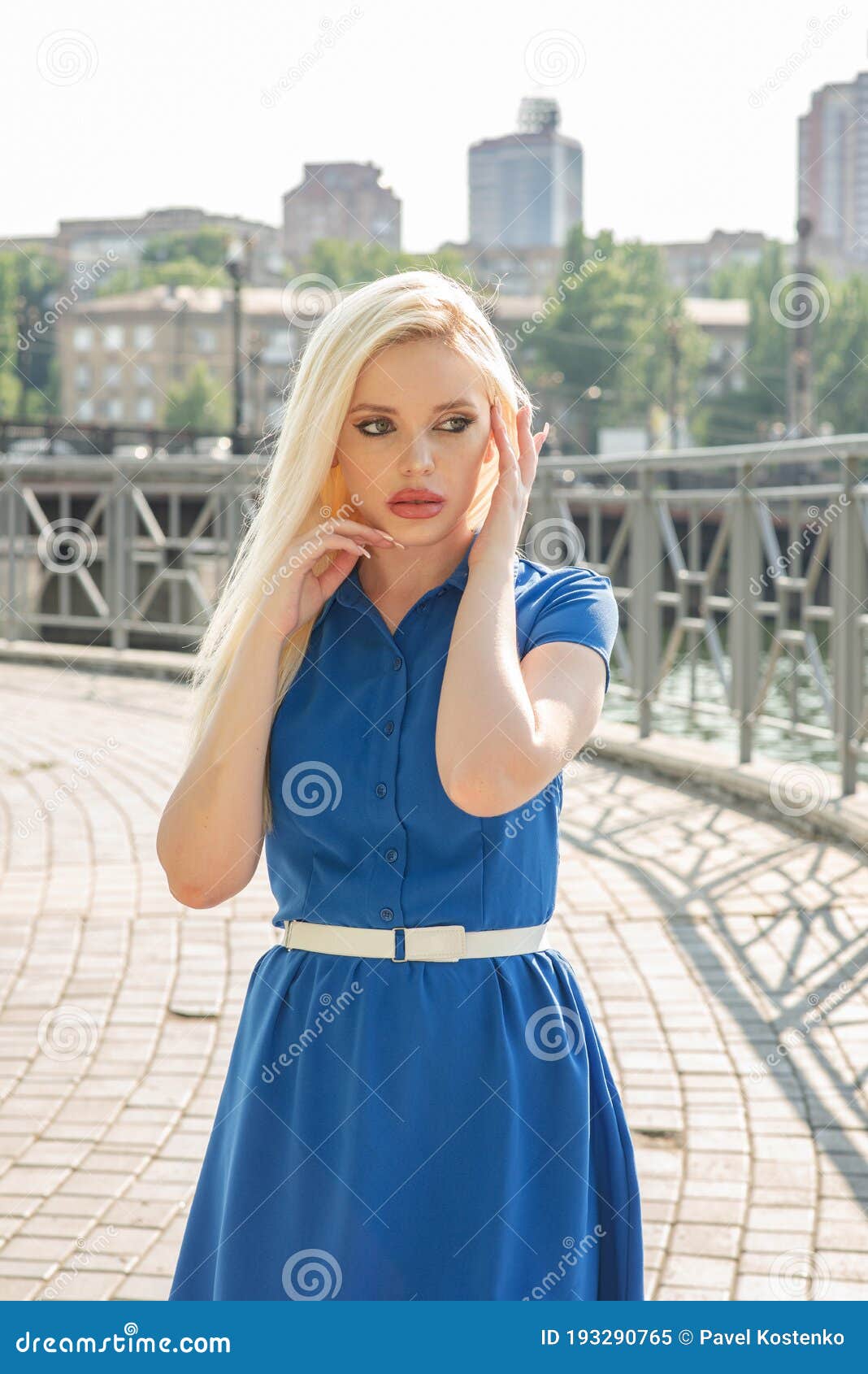 Portrait Of A Beautiful Blonde Girl Outdoors In Summer Stock Image