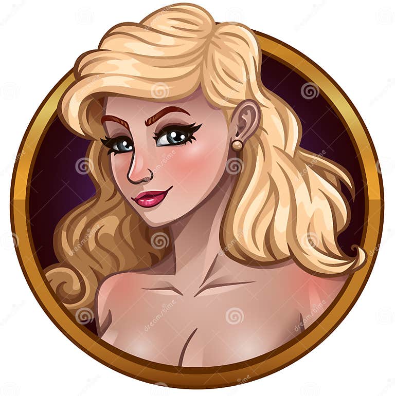 Portrait Of Beautiful Blonde Pin Up Girl Stock Vector Illustration Of Attractive Portrait
