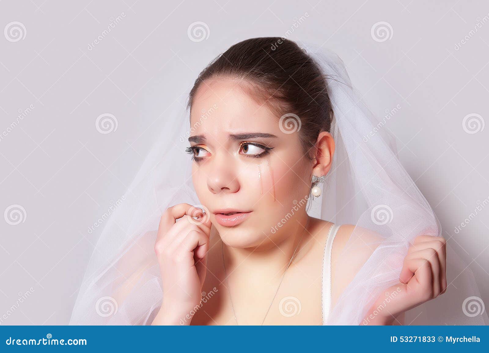 Portrait of a Beautiful Bride Crying, Closeup Stock Image - Image of ...