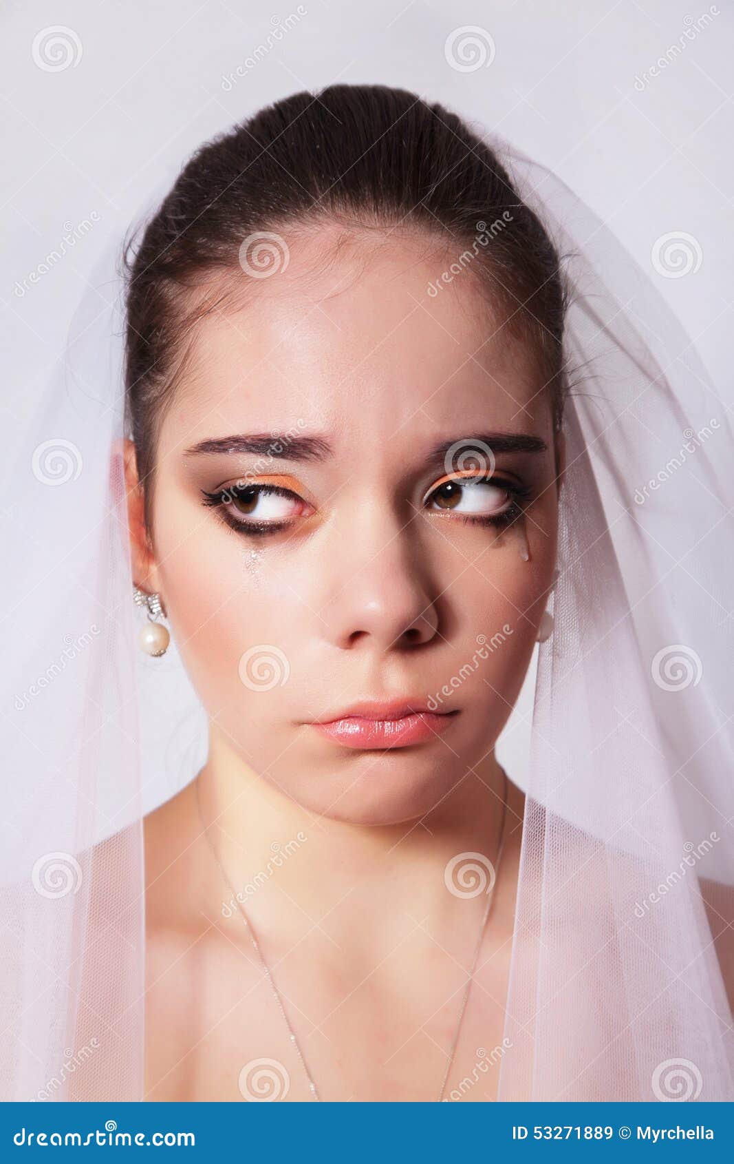 Portrait of a Beautiful Bride Crying, Closeup Stock Image - Image of ...