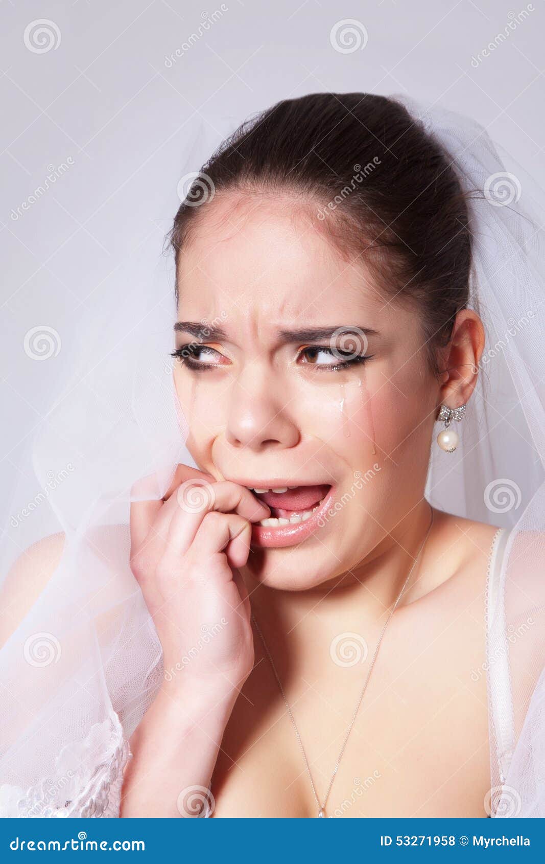Portrait of a Beautiful Bride Crying, Closeup Stock Photo - Image of ...