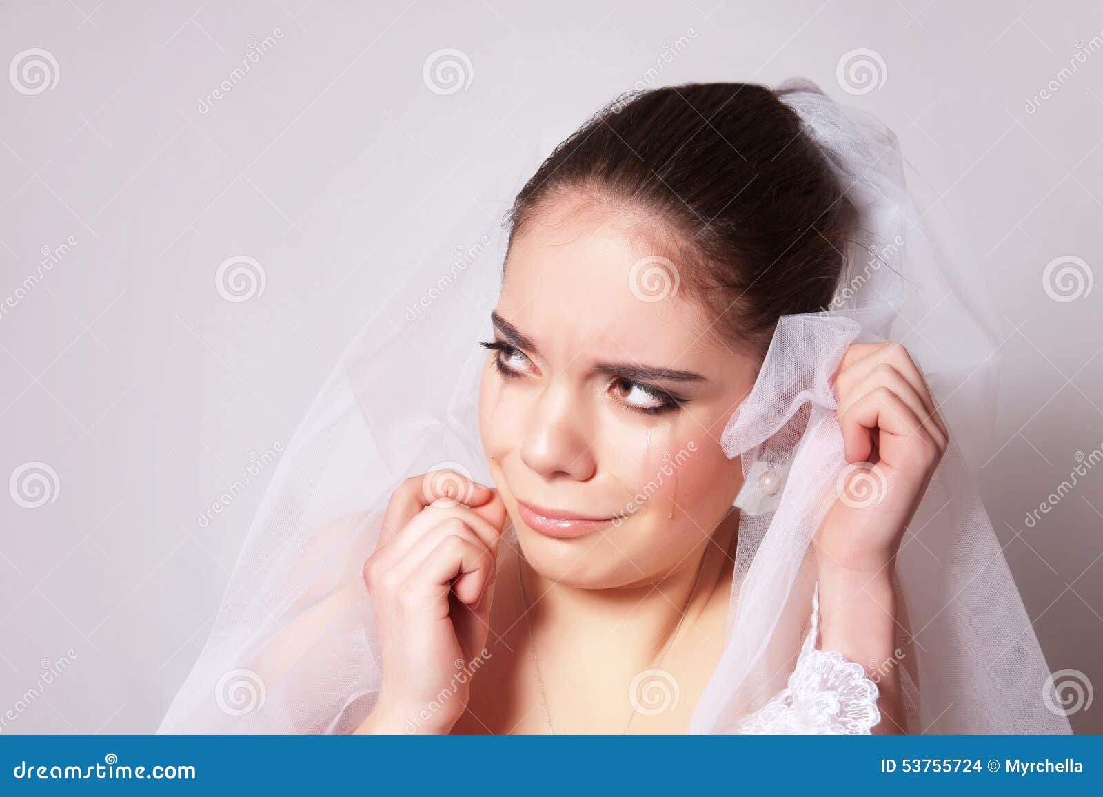 Portrait of a Beautiful Bride Crying, Closeup Stock Photo - Image of ...