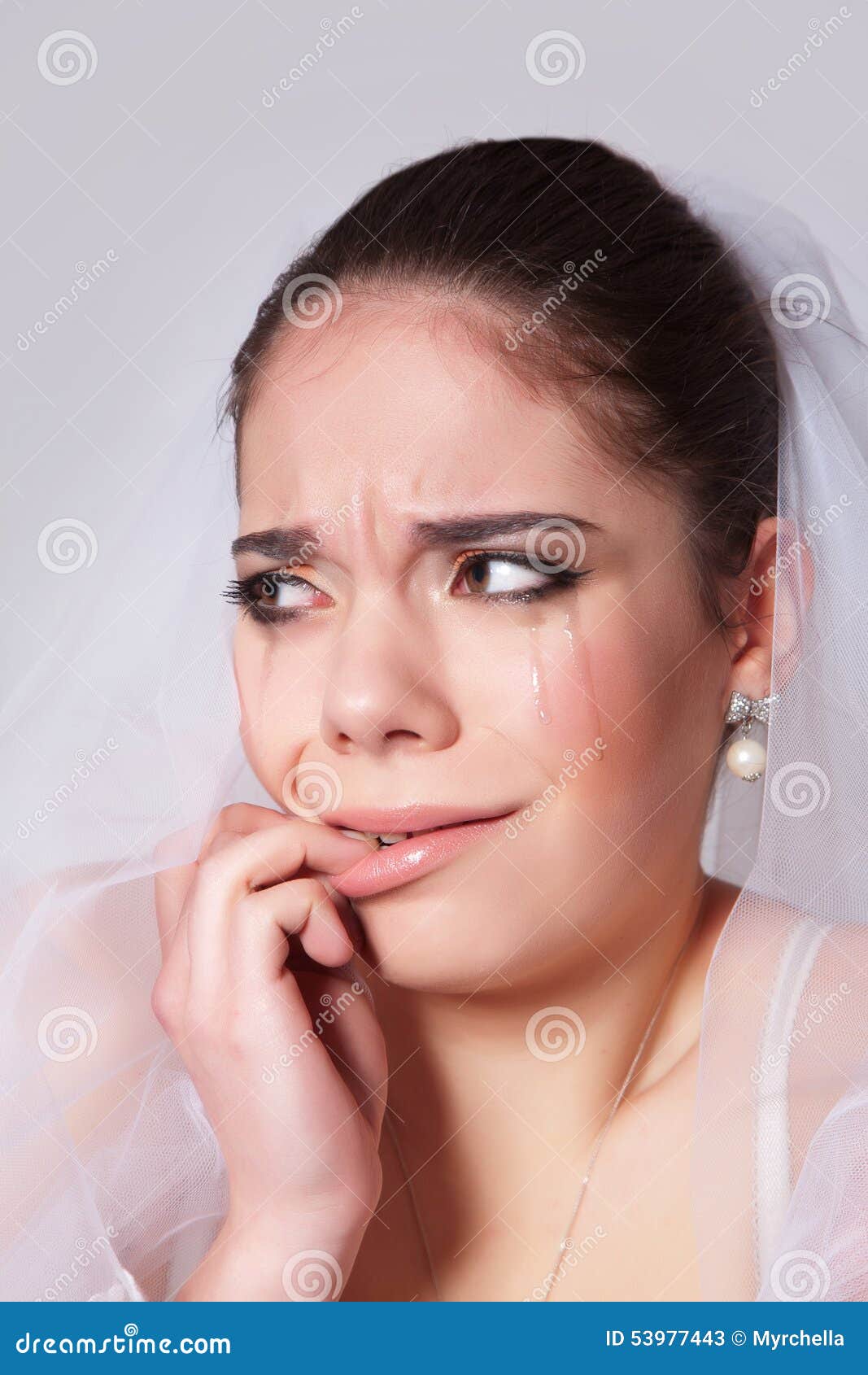 Portrait of a Beautiful Bride Crying, Closeup Stock Image - Image of ...