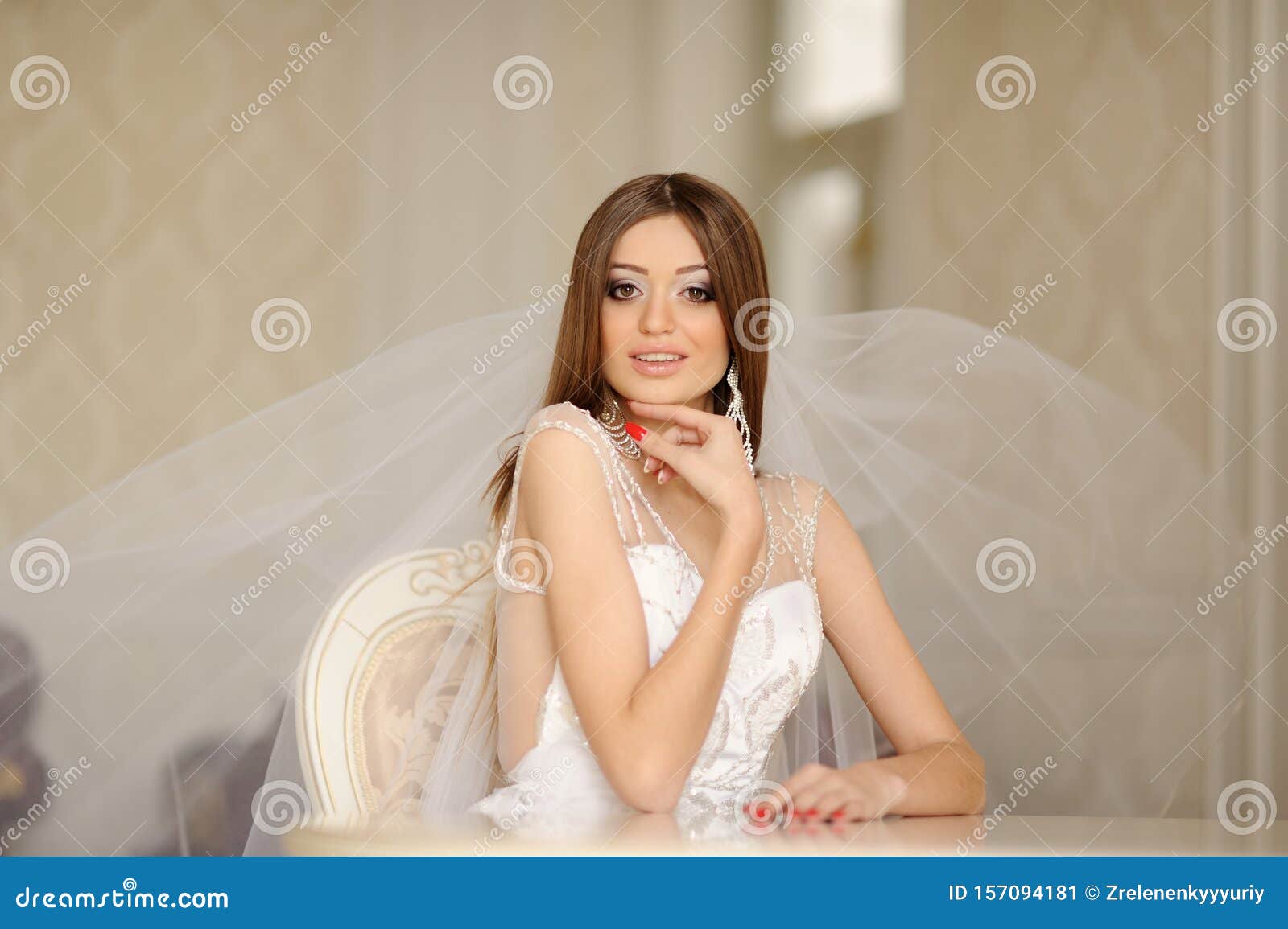 Portrait of Beautiful Bride with Perfect Makeup Stock Image - Image of ...
