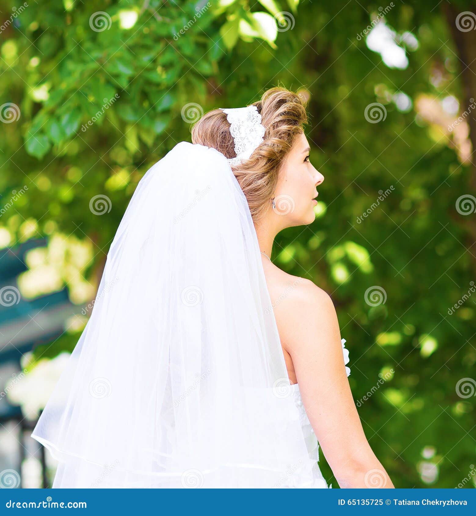 Portrait of a Beautiful Bride in Profile Stock Image - Image of ...