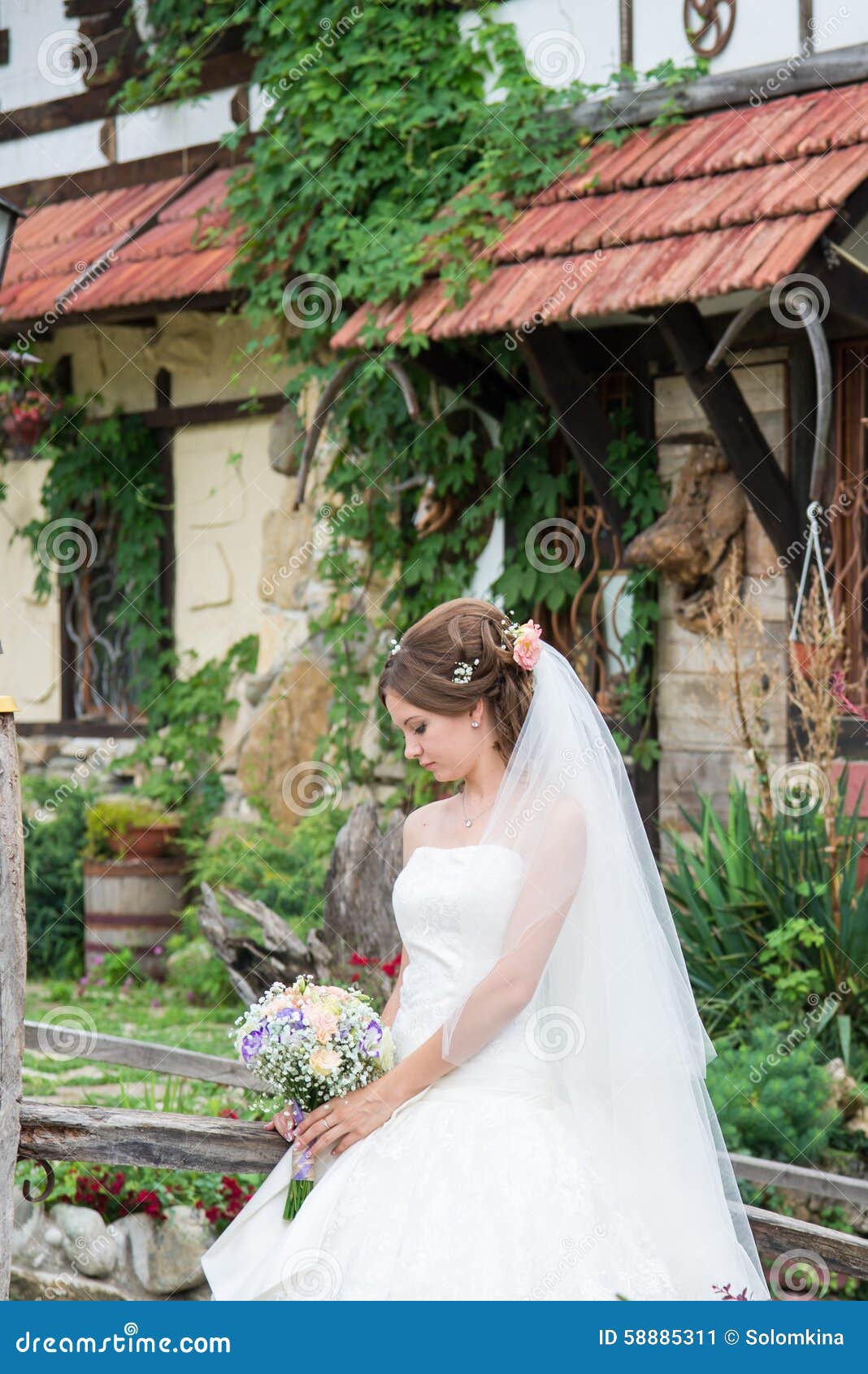 Portrait of the Beautiful Bride on Walk Stock Image - Image of people ...