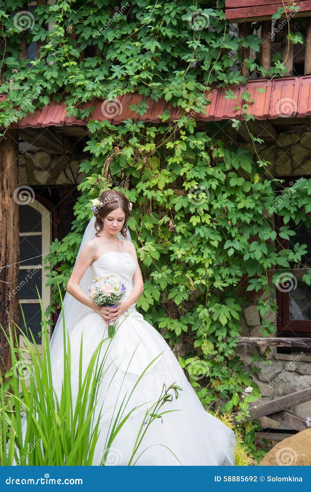 Portrait of the Beautiful Bride on Walk Stock Photo - Image of ...