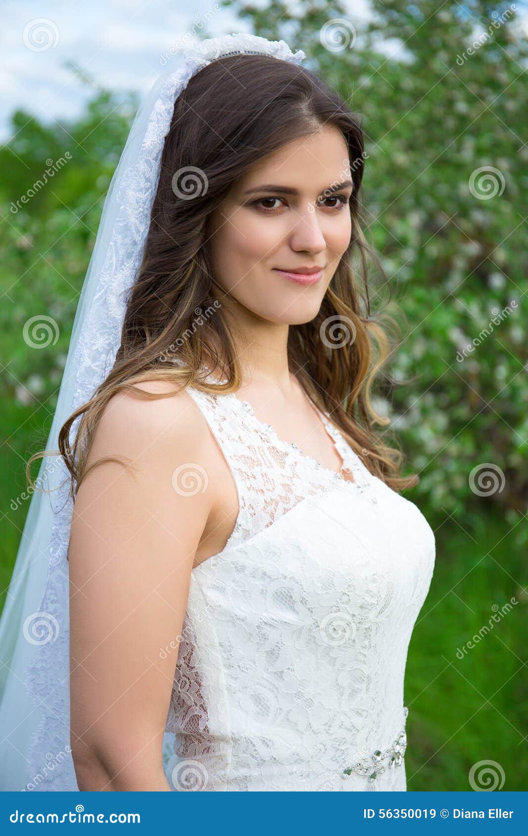 Portrait of Beautiful Bride Walking in Garden Stock Image - Image of ...