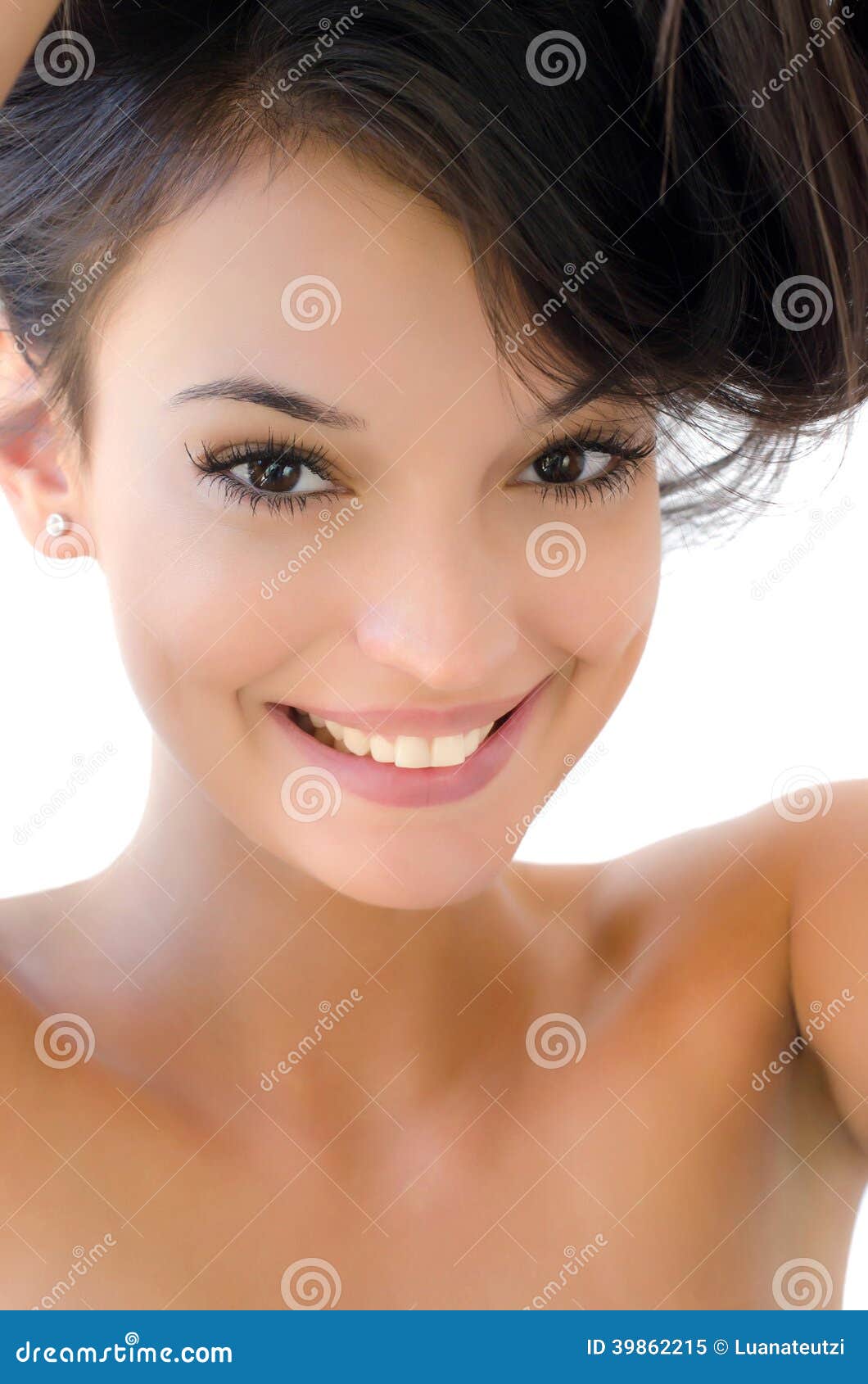 Portrait Of A Beautiful Brunette Girl Smiling Stock Image Image Of