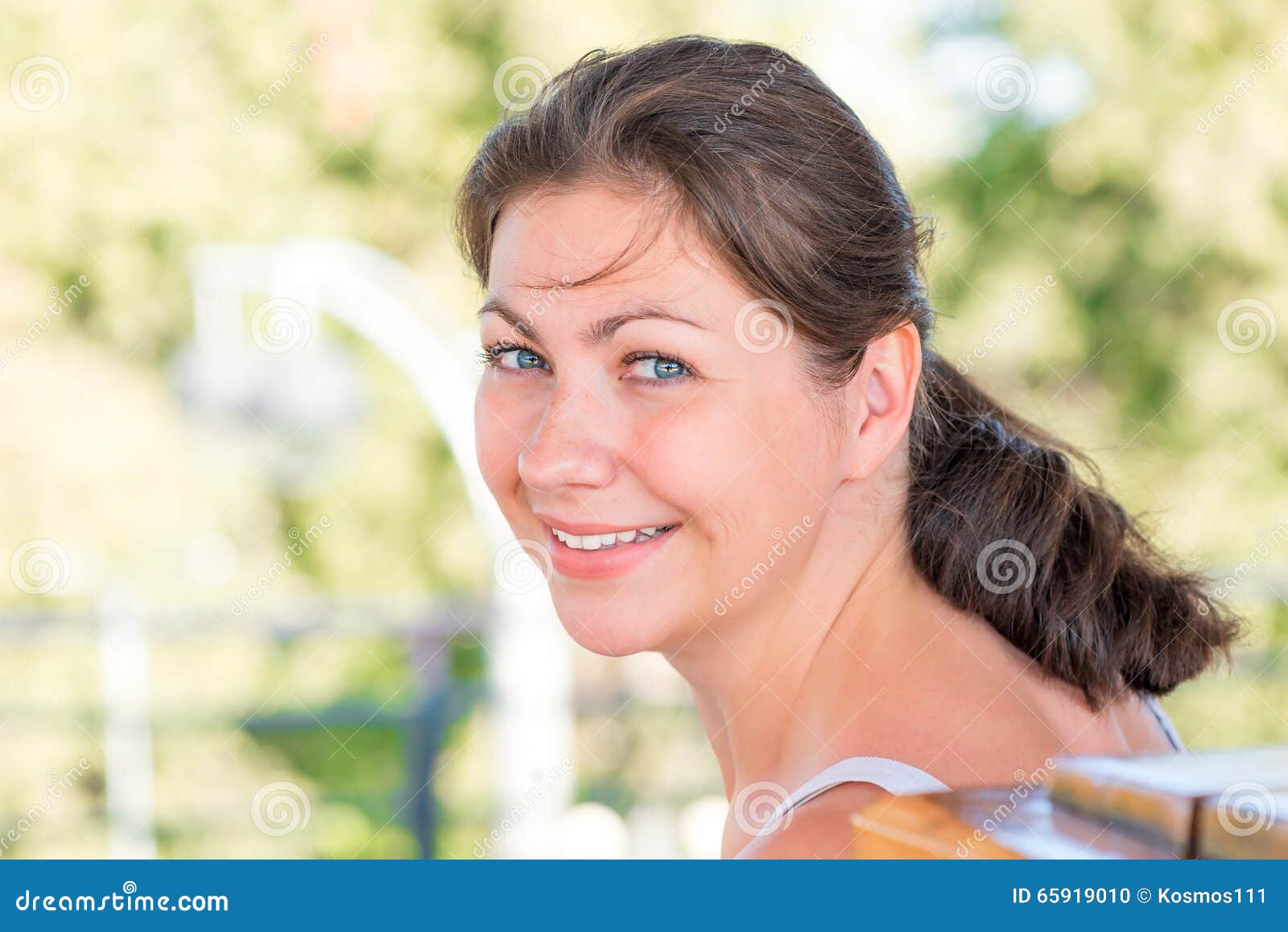 Portrait of a Beautiful Brunette Turned Back Stock Photo - Image of ...