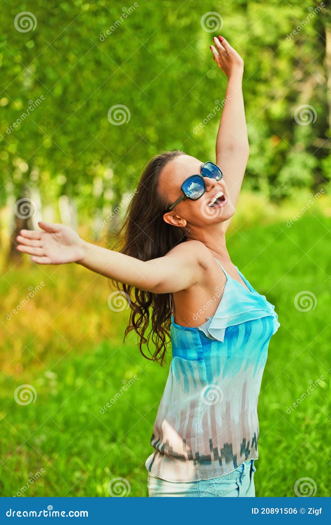 Portrait of Beautiful Cheerful Stock Photo - Image of fascinating, arms ...