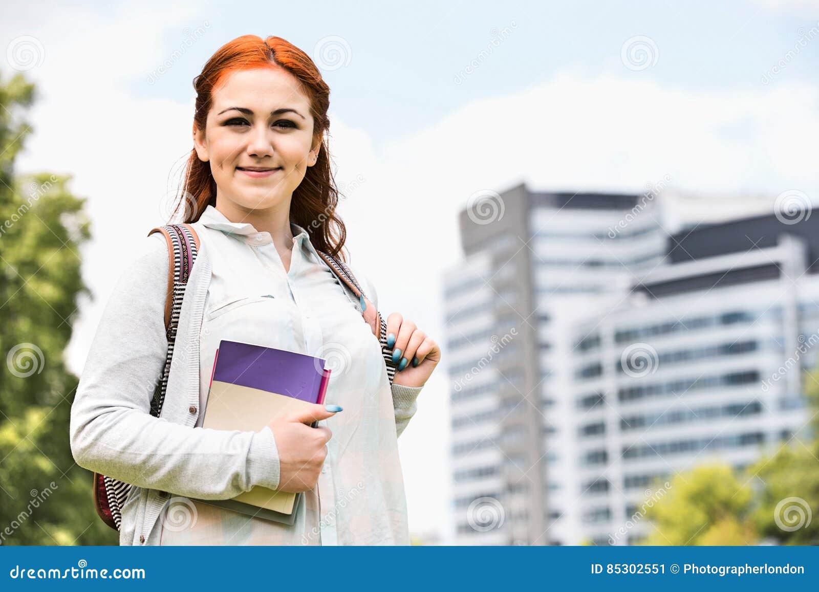 Portrait of Beautiful College Student at Campus Stock Image - Image of ...